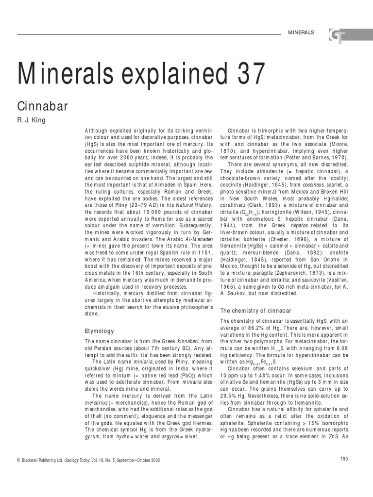Minerals Explained 37 | PDF | Mercury (Element) | Crystal Structure