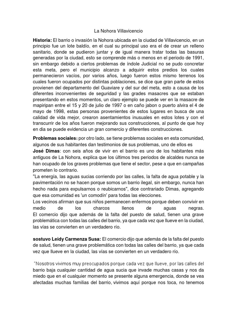 La Nohora Villavicencio | PDF | Viajes y turismo
