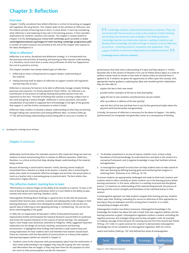 Chapter 3: Reflection: (Cambridge Learner Reflective Attribute) | PDF ...