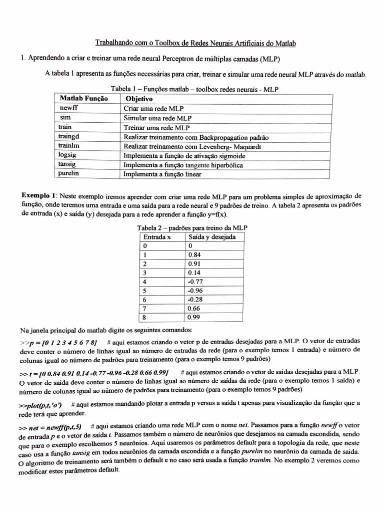 MLP Toolbox Matlab Redes Neurais | PDF | Rede neural artificial | Matlab