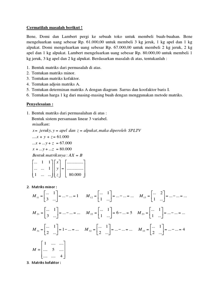 LKPD Determinan Dan Invers Matriks | PDF