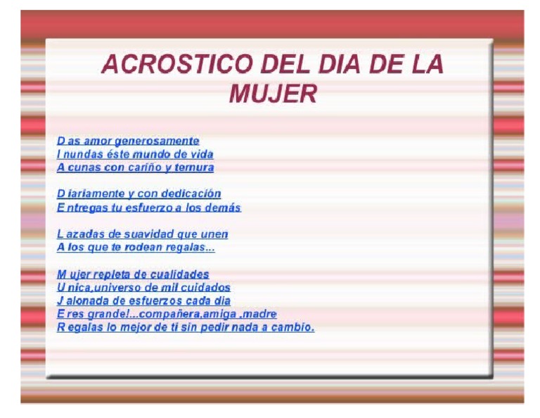 Acrostico Del Dia de La Mujer | PDF