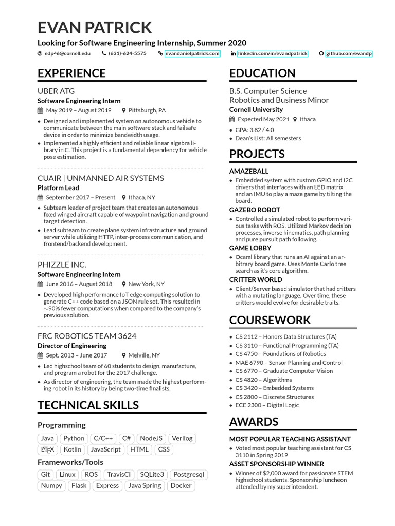 Evan Patrick: Education Experience | PDF | Computer Science | Software