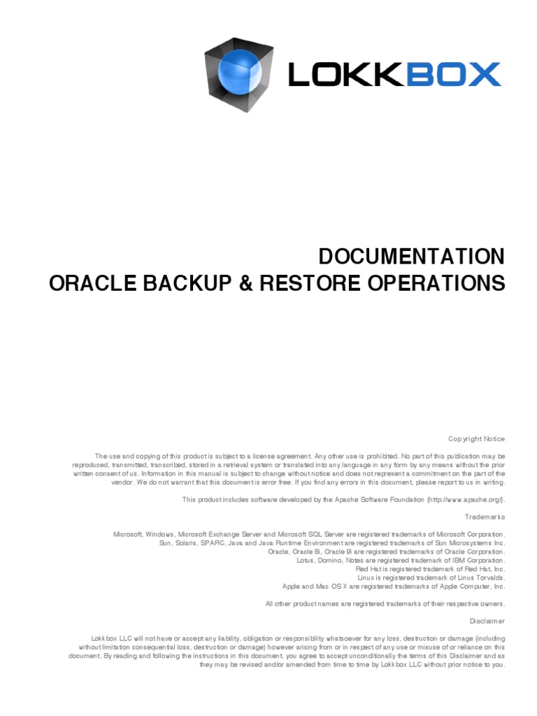 LokkBox Oracle Backup and Restore | PDF | Oracle Database | Backup
