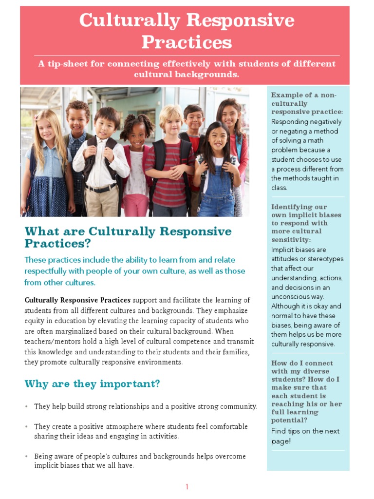 Culturally Responsive Practice Tip Sheet Final | Download Free PDF ...
