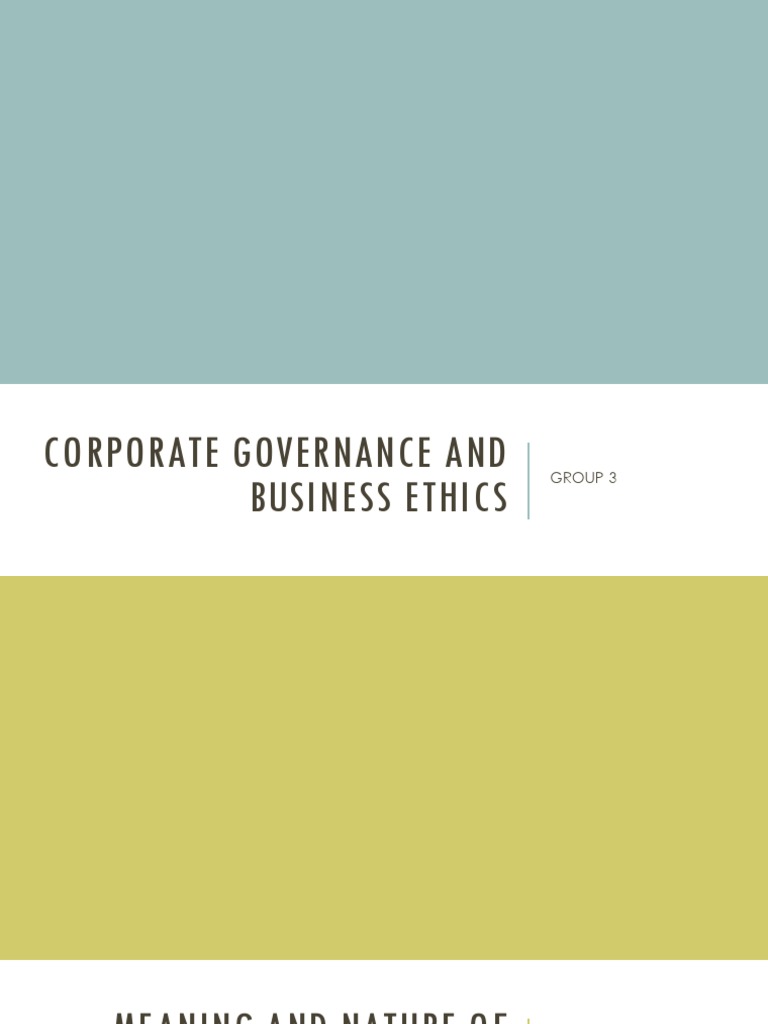 Business Ethics and Corporate Governance | PDF | Corporate Governance ...