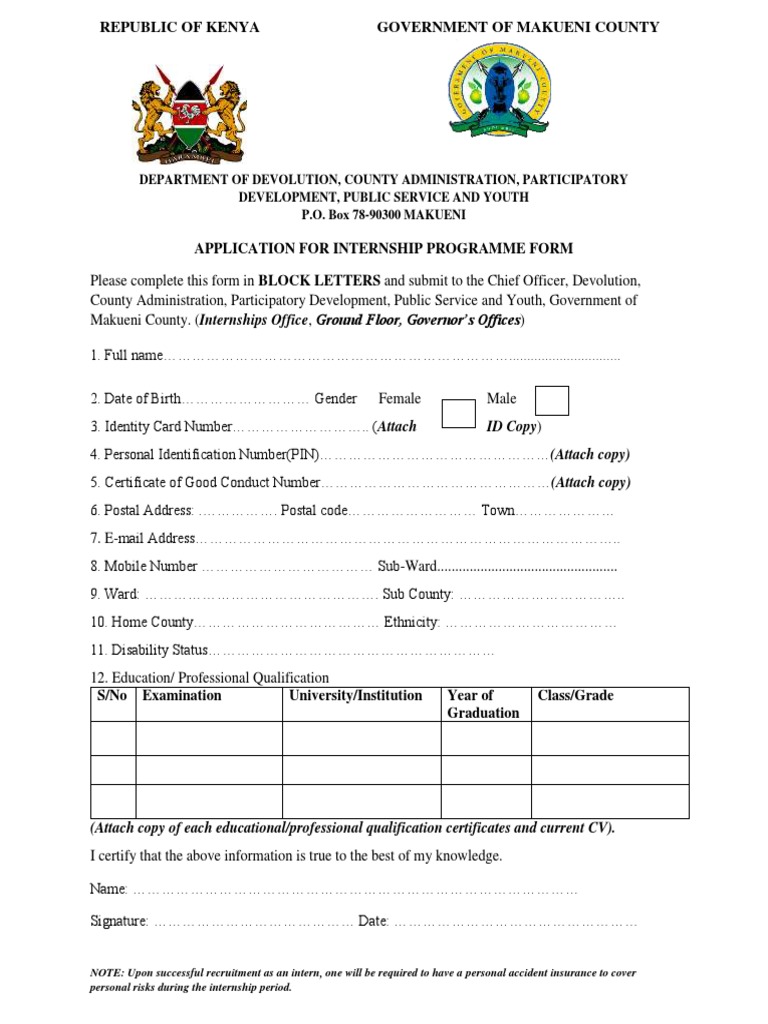 Internship Application Form | PDF