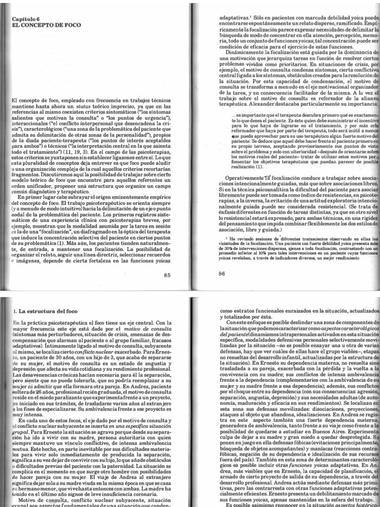 Definición y Concepto de Foco en Terapia | PDF | Psicoanálisis ...