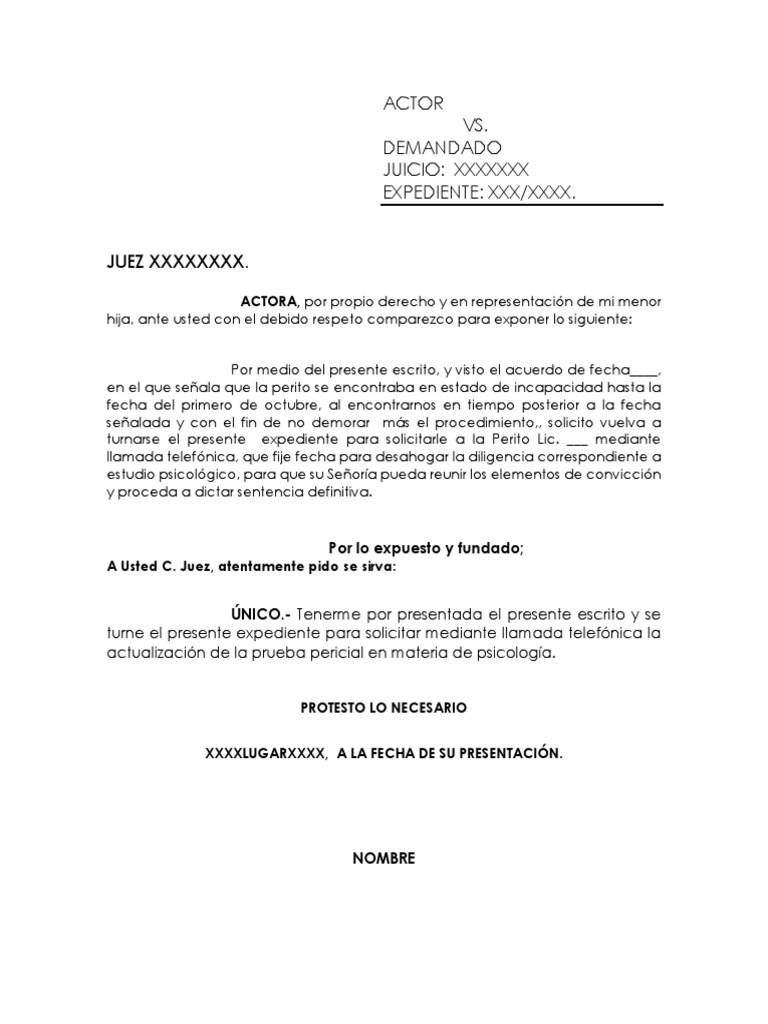 Escrito para Solicitar Nueva Fecha de Estudio Pericial. | PDF Escrito para Solicitar Nueva Fecha de Estudio Pericial. | PDF