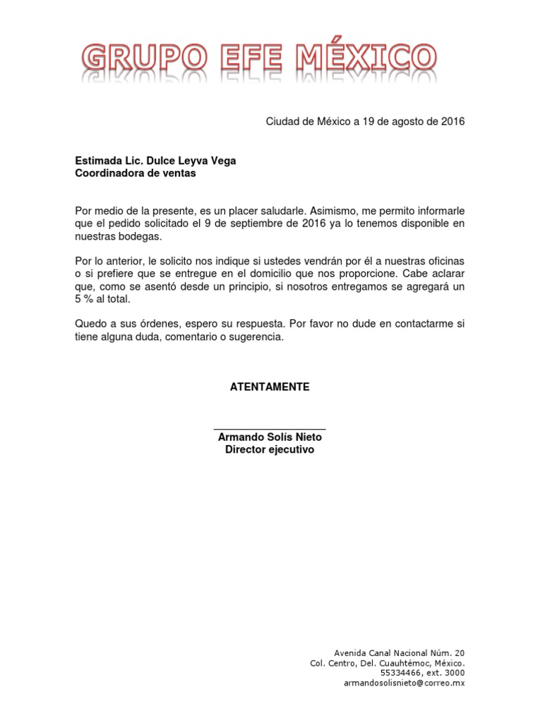 Ejemplo De Carta Comercial Con Cc Al Pie Modelo De Carta De Referencia
