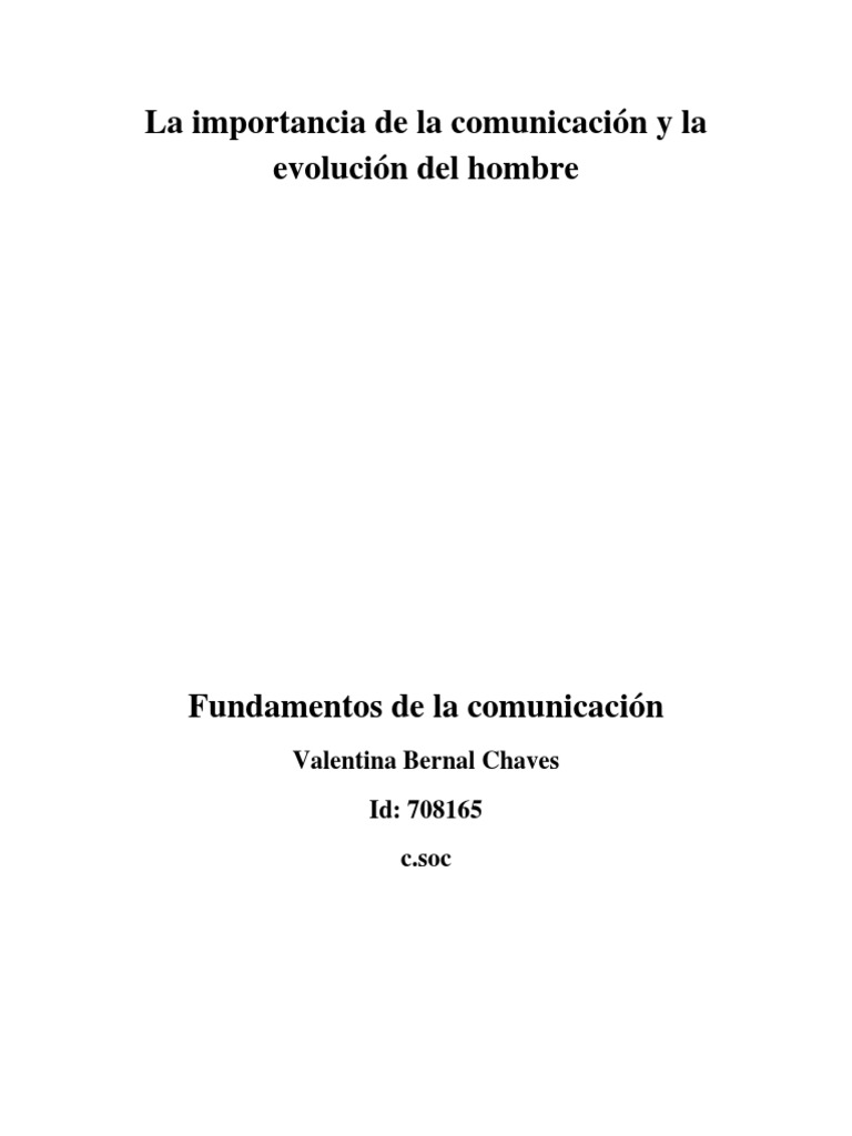 La Importancia De La Comunicación Y La Evolución Del Hombre Pdf