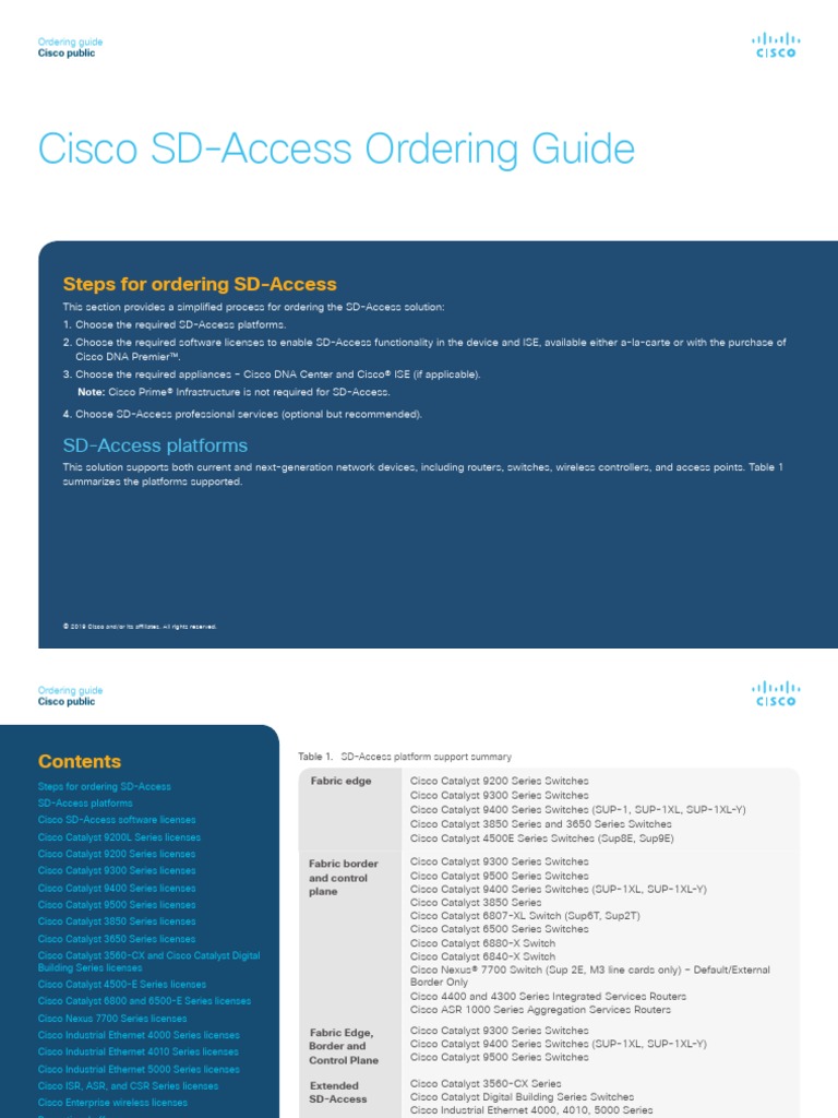 Cisco SD-Access Ordering Guide | PDF | Network Switch | Wireless Access Point