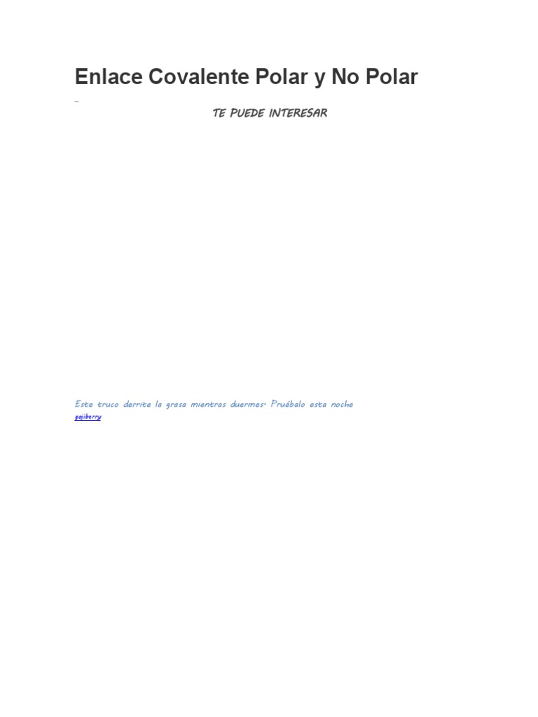 Enlace Covalente Polar y No Polar | PDF | Enlace covalente | Enlace químico