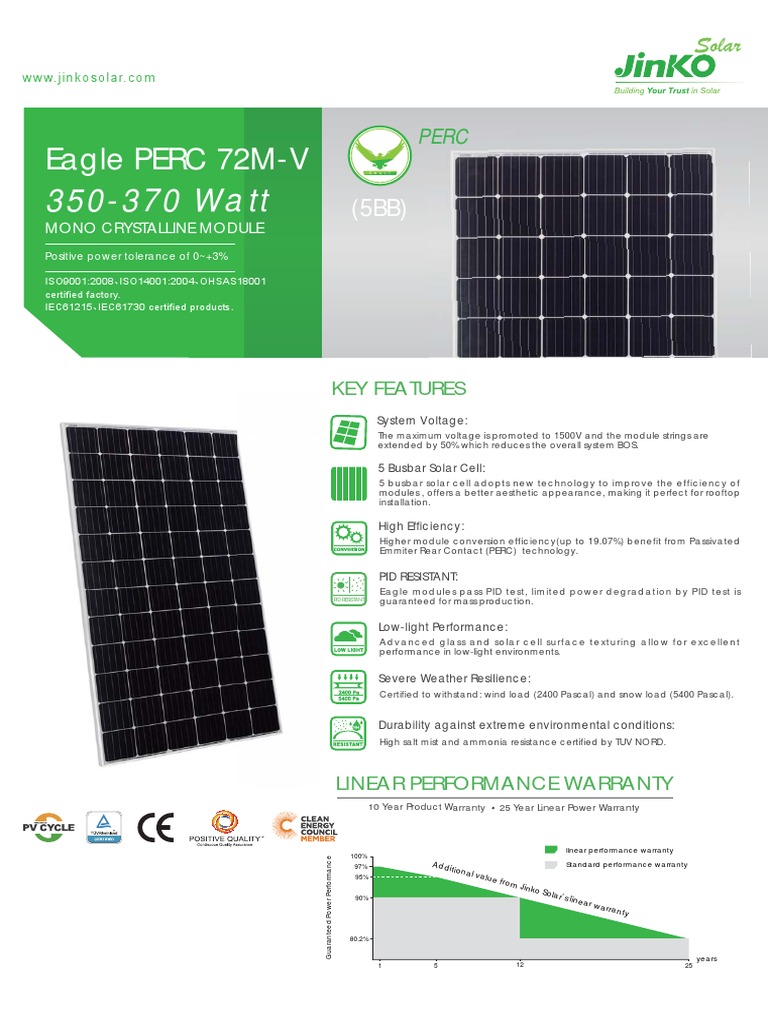 Ficha Técnica Panel Solar Jinko 370Wp | PDF | Solar Cell | Electromagnetism