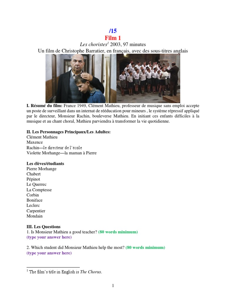 Les Choristes | PDF | Language Arts & Discipline | Foreign Language Studies