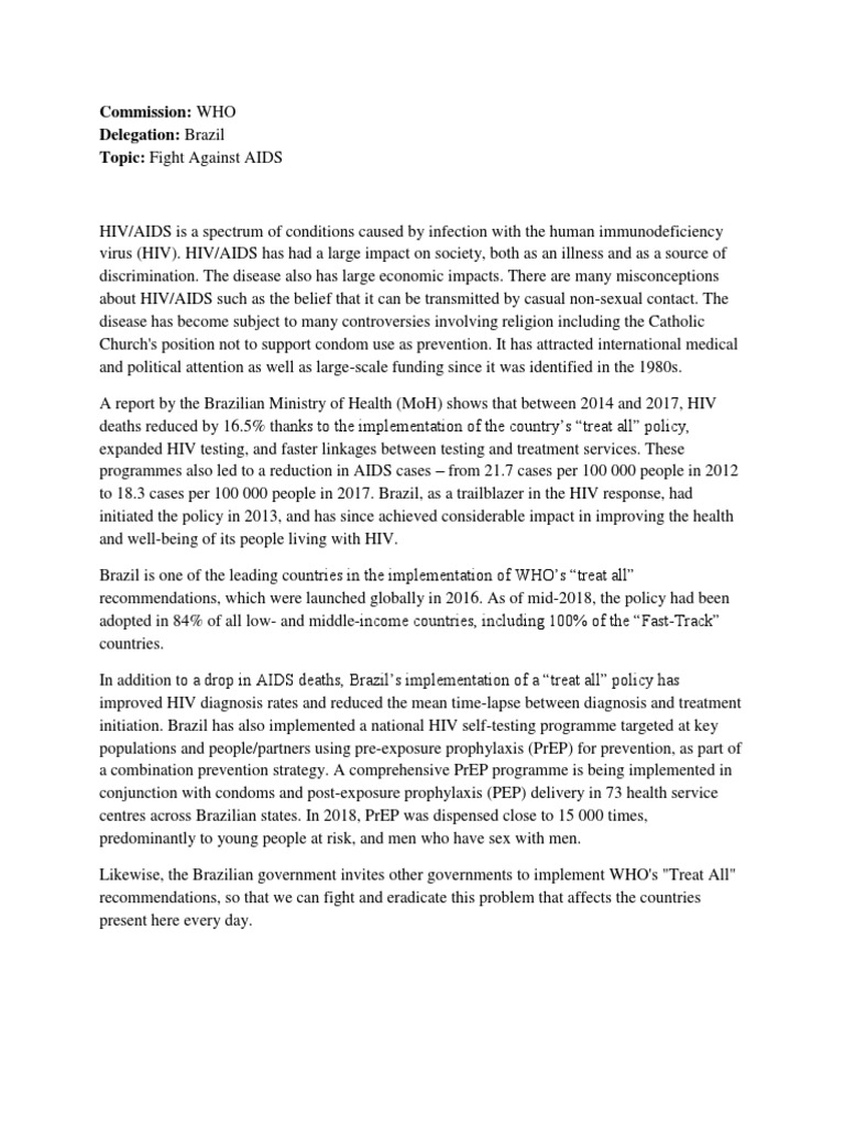 Position Paper WHO Brazil | PDF | Hiv/Aids | Hiv