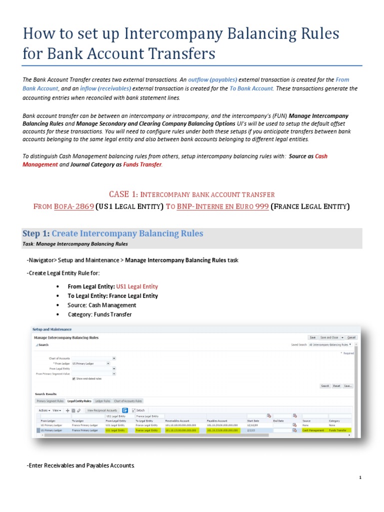 How To Set Up Intercompany Balancing Rules For Bank Account Transfers ...