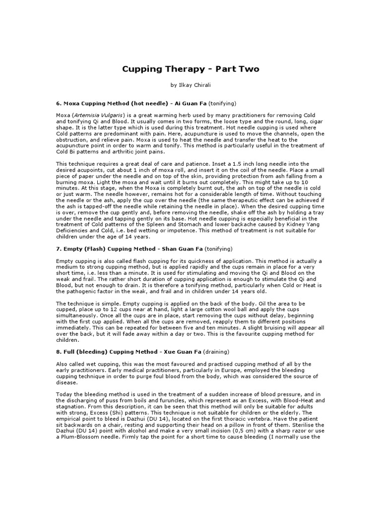 Cupping Therapy - Part Two: 6. Moxa Cupping Method (Hot Needle) - Ai ...