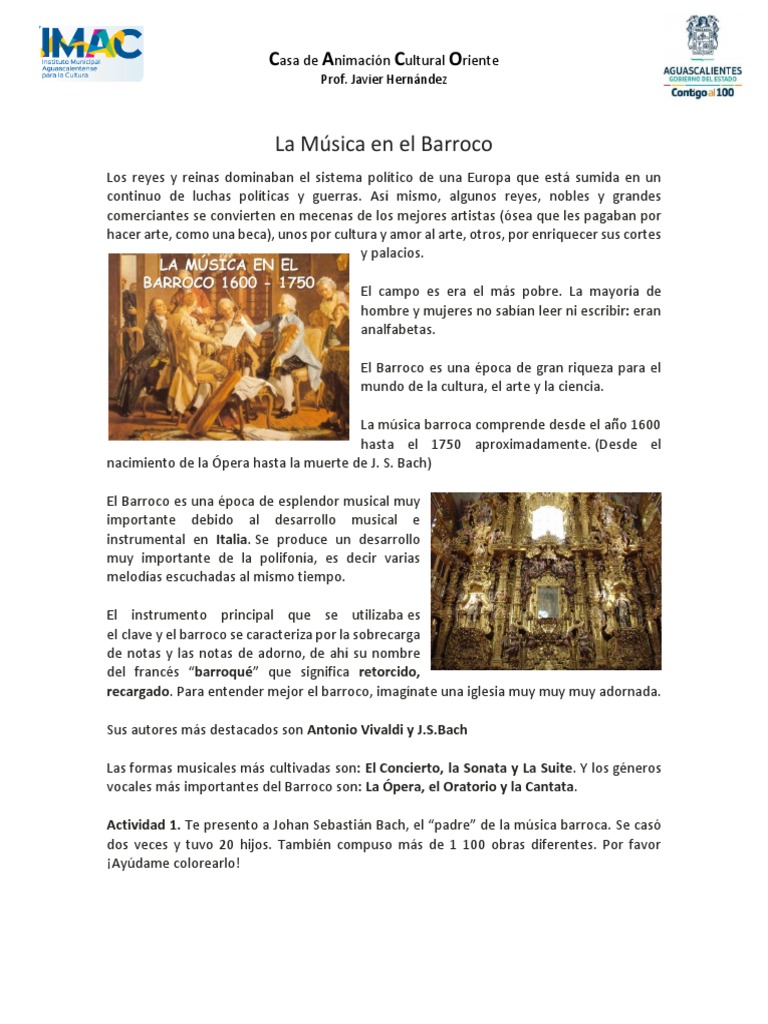La Música en El Barroco | PDF | Musica barroca | Johann Sebastian Bach