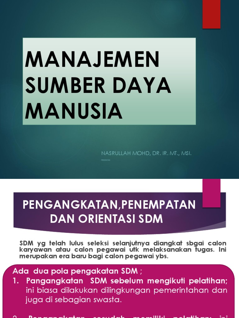 Pengangkatan, Penempatan Dan Orientasi SDM (MSDM) | PDF