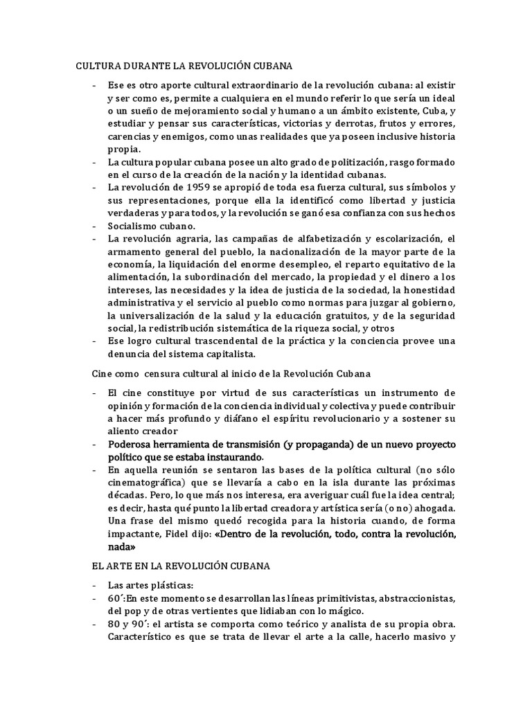 Cultura y Arte en la Revolución Cubana | PDF | Cuba | Revolución cubana