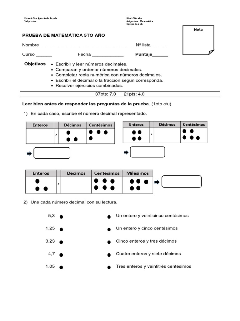 DECIMALES 5to | PDF | Notación Matemática | Enseñanza de matemática