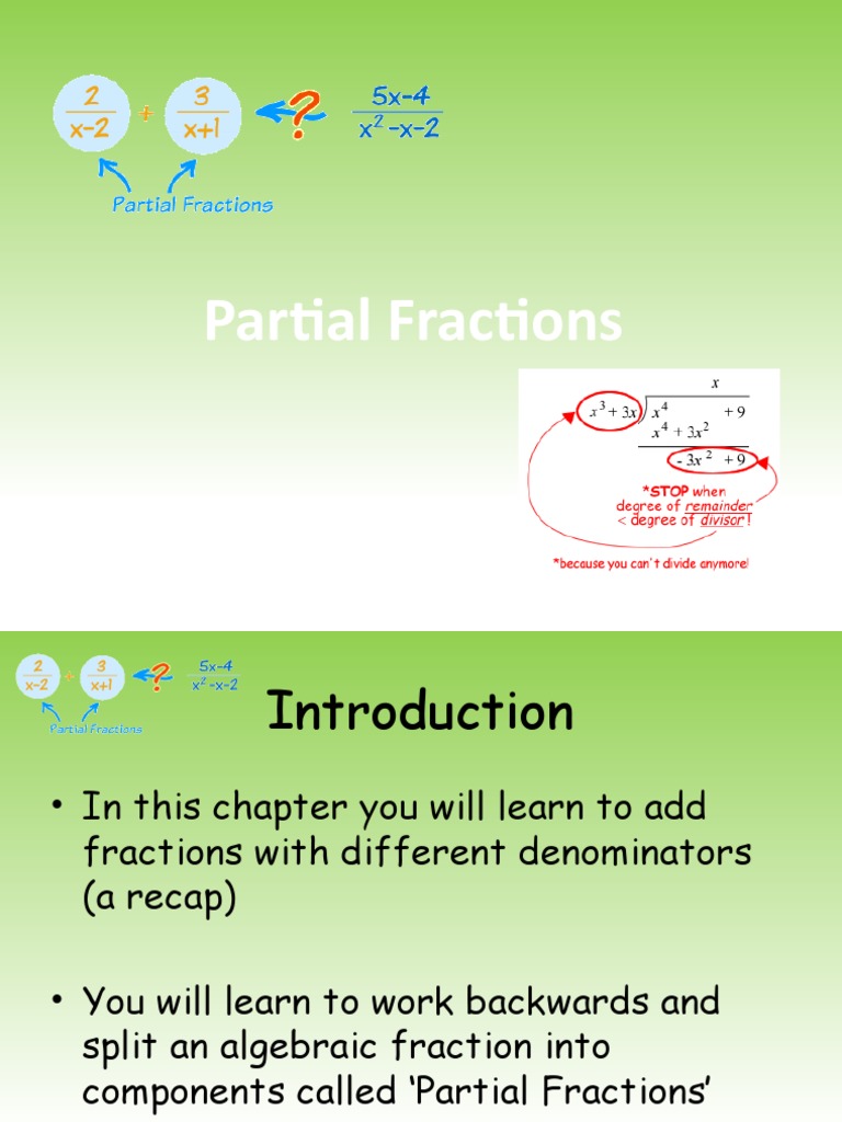 1 - c4 Partial Fractions | PDF | Fraction (Mathematics) | Elementary ...