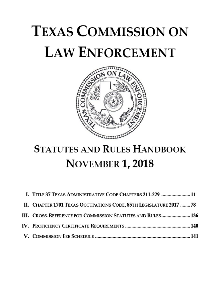 TCOLE Rules Handbook Overview | PDF | Law Enforcement Officer ...