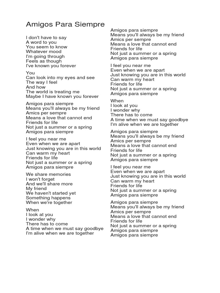 Amigos para Siempre | PDF