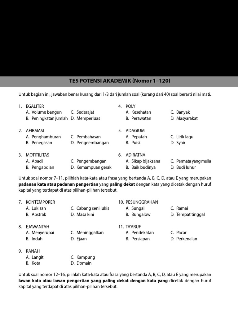 Soal Try Out Tpa Stan | PDF