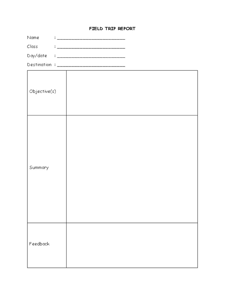 Field Trip Report Template | PDF | Business