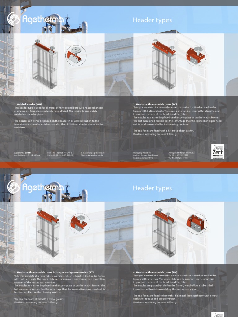 Header Types: 1. Welded Header (WH) 2. Header With Removable Cover (RC ...
