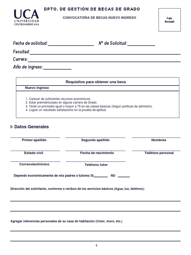 Formato Becas 2019 UCA | PDF | Business