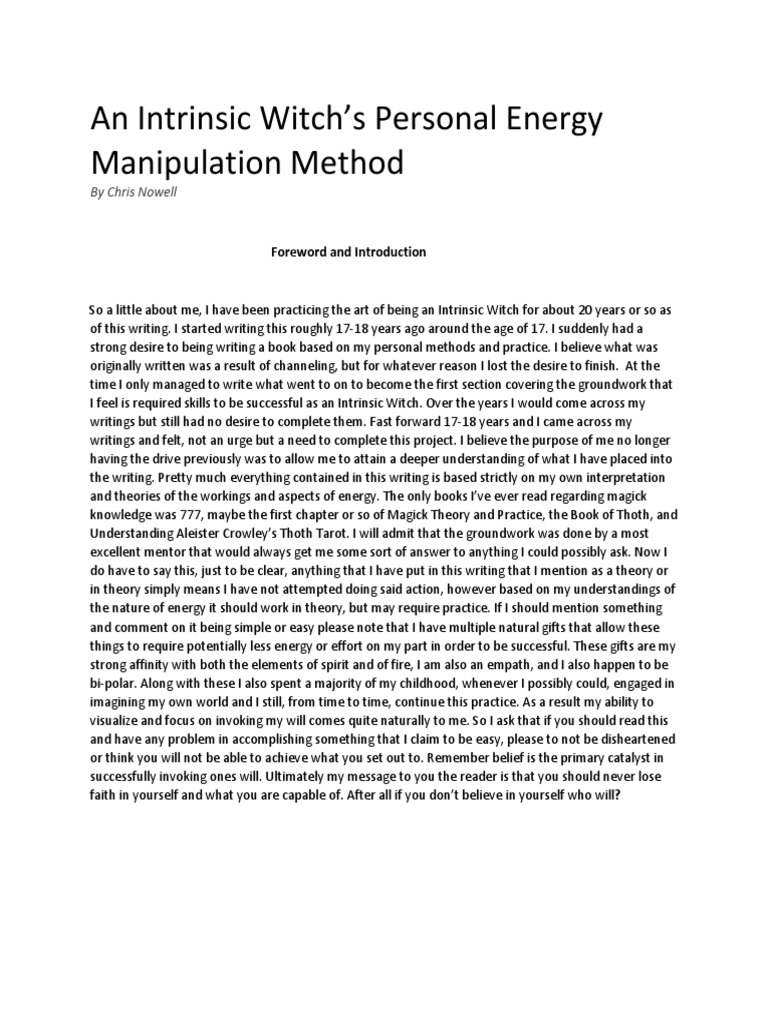 Intrinsic Witch's Energy Manipulation Guide | PDF | Understanding ...