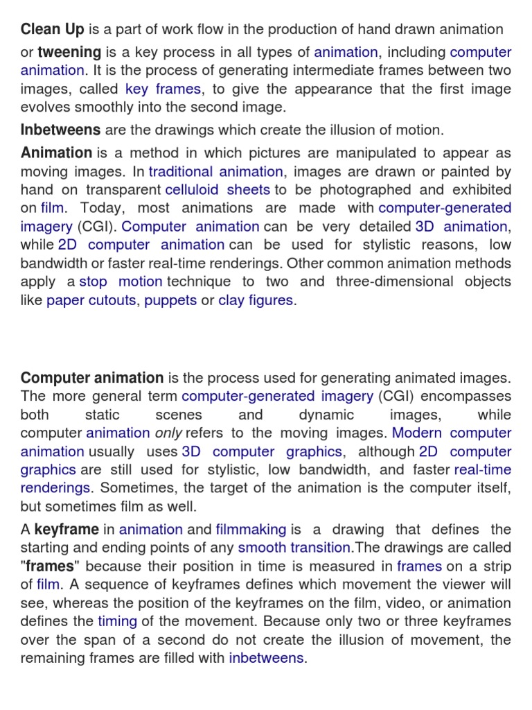 Animation Computer Animation Key Frames: Clean Up Is A Part of Work ...