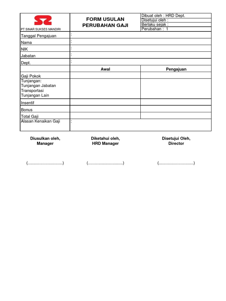 Form Perubahan Gaji | PDF
