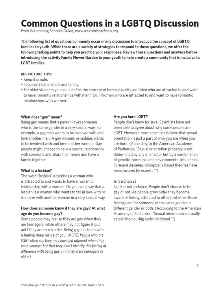 BTC19b Common Questions in A LGBTQ Discussion 03a BW | PDF ...