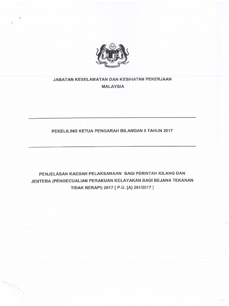 JKKP (DOSH) - Penjelasan Pengecualian Bejana Tekanan DOSH Manifold ...