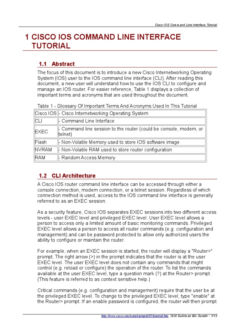 Cisco IOS Command Line Interface Tutorial | PDF | Command Line Interface | Booting