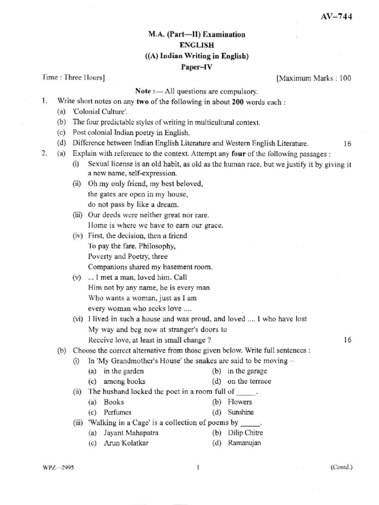 (Part-lI) : M.A. Enclish Indian Writing in Paper-IY | PDF | Asian ...