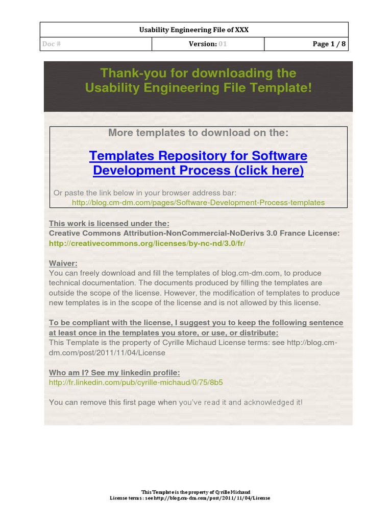 Usability Engineering File Template | PDF | Usability | Specification ...
