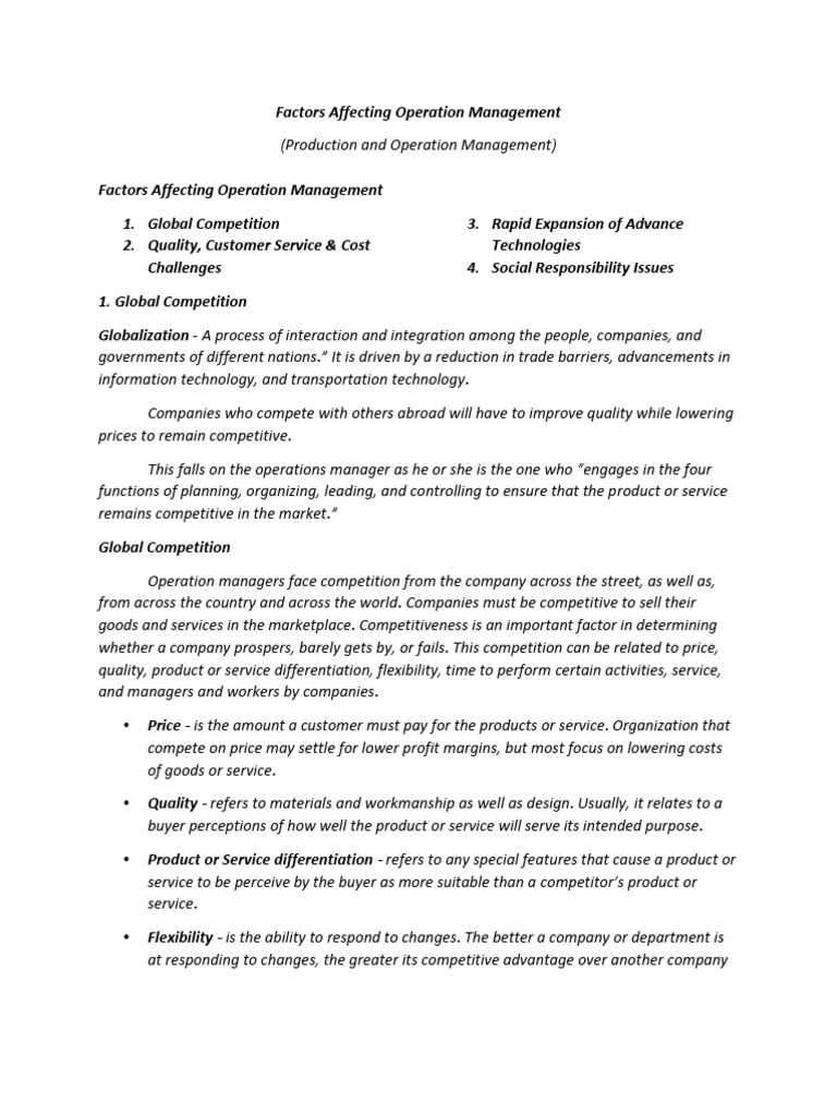 Key Factors in Operations Management | PDF | Corporate Social ...