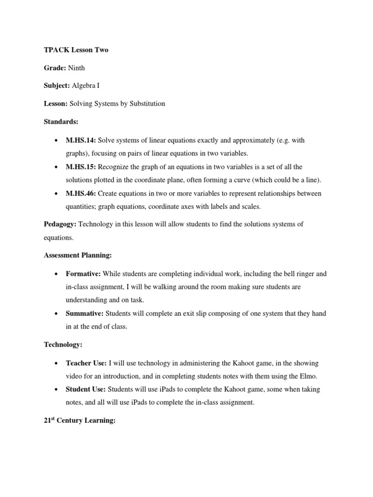 Tpack Lesson | PDF | Equations | Education Theory