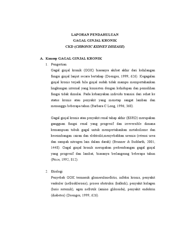Askep Gagal Ginjal Kronik (Chronic Kidney Disease) Ckd-1 | PDF