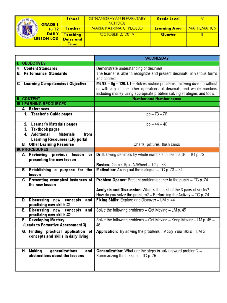 Q2 W8 Math D2 | PDF | Teachers | Learning