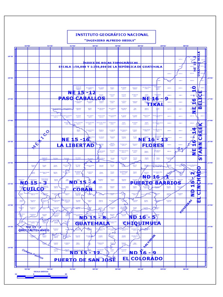 Indice de Mapas Topograficos de Guatemala | PDF