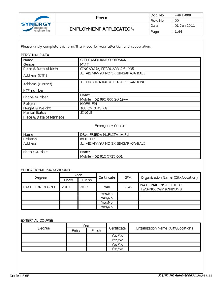 Employee Form - SE | PDF | Social Institutions | Social Science