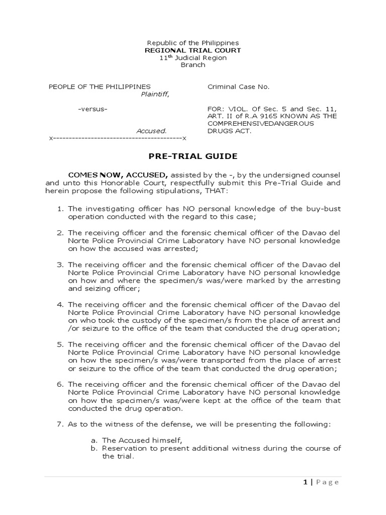 Pre-Trial DRUGS | PDF | Forensic Science | Prosecutor