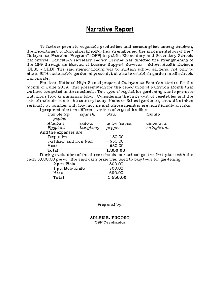 ABF Narrative Report GPP EVALUATION | PDF