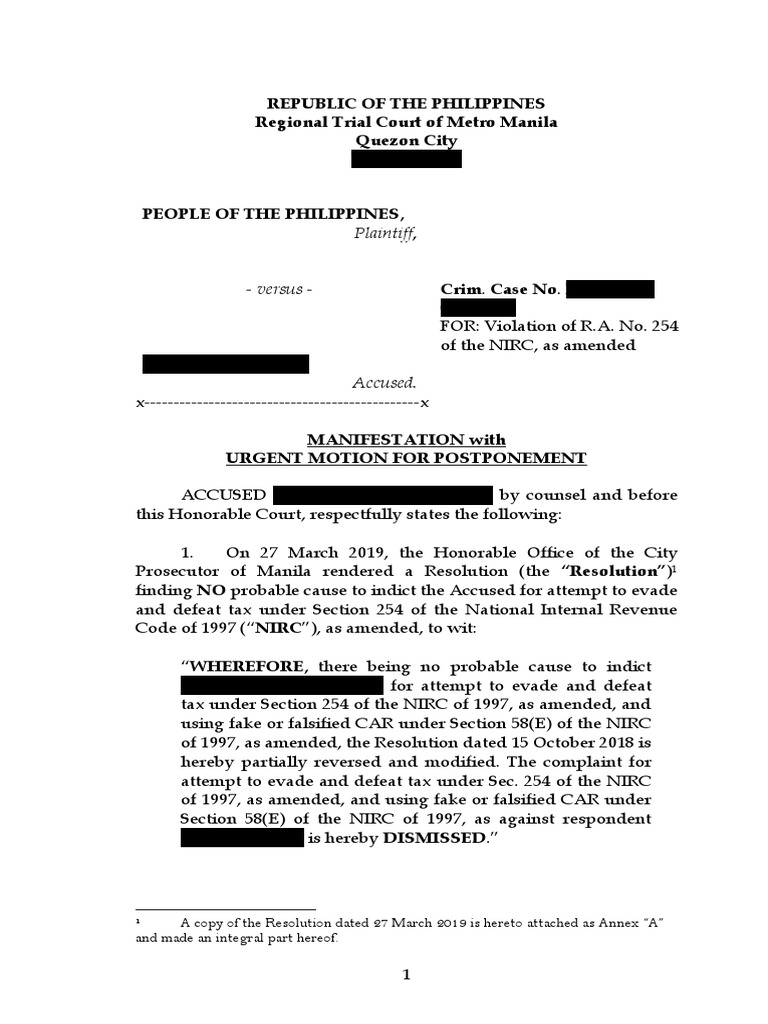 Motion To Suspend Proceedings | PDF | Courts | Common Law